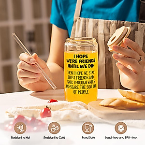 Gifts for Women Men, 16oz Drinking Glass Cup, Unique Friendship Gift for Best Friend BFF Bestie, Funny Personalized Birthday Christmas Valentines Mothers Day Present for Her Him Coworker Sister Female