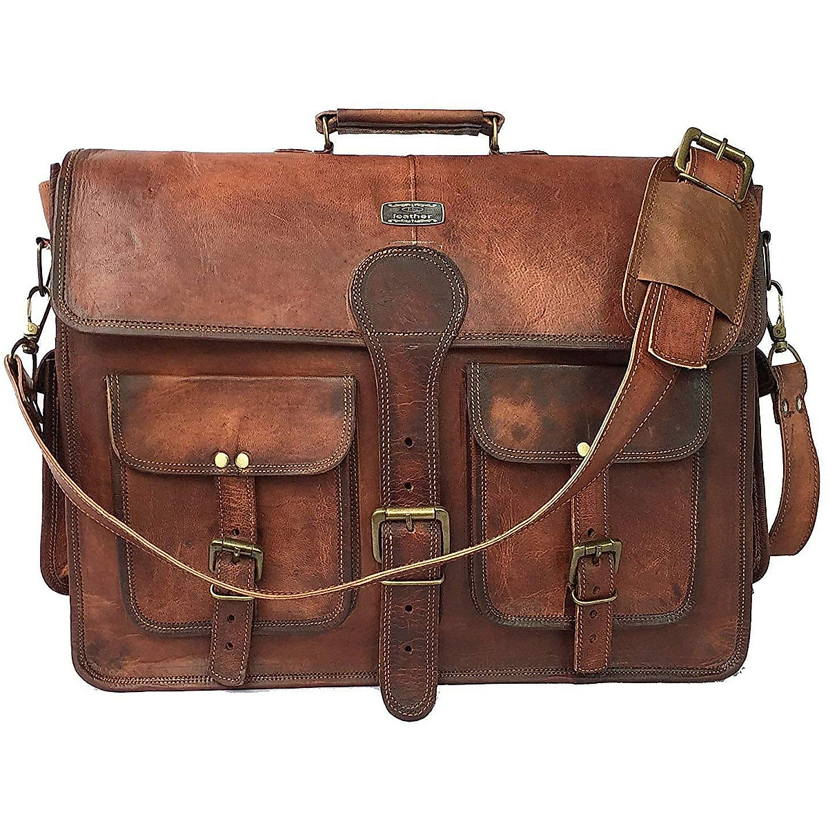 cuero DHK 14 Inch Vintage Handmade Leather Messenger Bag for Laptop Briefcase Best Computer Satchel Distressed Bag