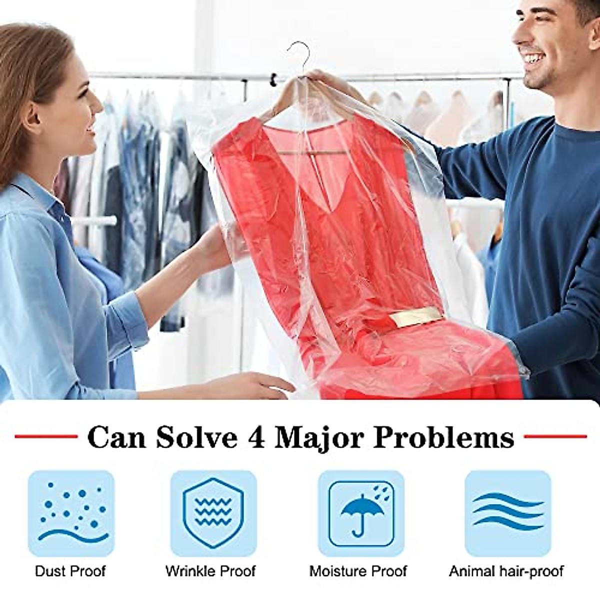 BEISHIDA 20pcs 60 Inch Plastic Garment Bag Dry Cleaner Bags Clear Plastic bag Dry Cleaning Laundry Bags for Clothes Cover Hanging Clothes Clothes Storage for Long Dresses Skirt Coat Suit Shirt Jacket