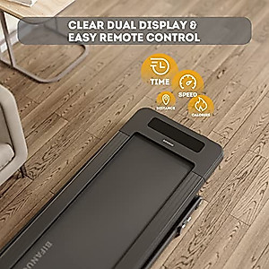Bifanuo 2 in 1 Folding Treadmill, Smart Walking Running Machine with Bluetooth Audio Speakers, Installation-Free，Under Desk Treadmill for Home/Office Gym Cardio Fitness（Black）