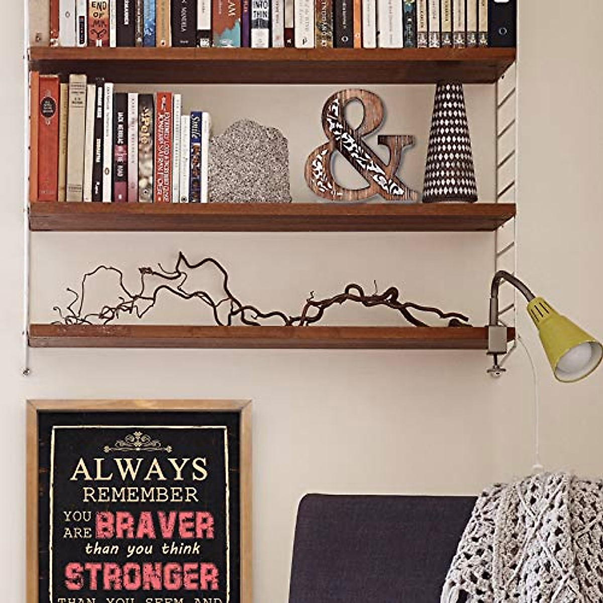 Wartter Decorative Wooden Ampersand Wall Décor, FreeStanding Monogram "&"Wood Sign Rustic Brown