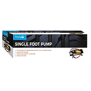 Simply FP001 Single Piston Fast Fill Foot Pump for Tyres, Air Mattresses, Balls, and Other Inflatables