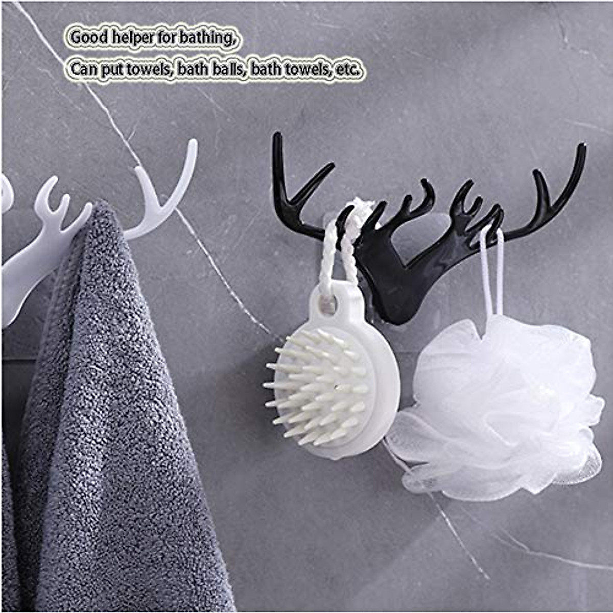 Fullgaden Upgraded Version Wall Hooks, Key Holder,Decorative Deer Head Hanger Organizer Rack with Adhesive for Home or Office and Kitchen Bathrooms Lavatory Closets, White