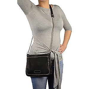 MILWAUKEE'S MP8810-BLK-PCS Women's Black Medium Studded Shoulder Bag