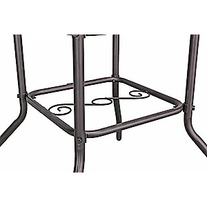 Garden Elements Sienna Metal Round Patio Glass Top Table, 40" (Brown)