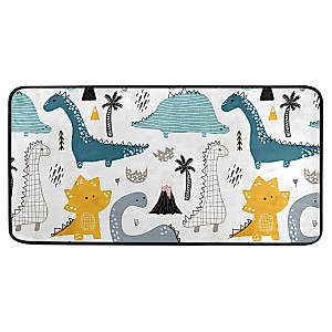 Dinosaur Bath Runner Rug Cream Dino Non Slip Area Mat Rugs for Bathroom Kitchen Indoor Carpet Doormat Floor Dirt Trapper Mats Shoes Scraper 39"x 20"