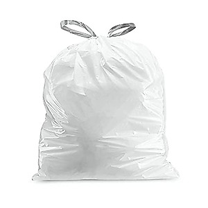 Plasticplace TRA155WH Code F Compatible (100 Count) │ White Drawstring Garbage, Liners 6.5 Gallon / 25 Liter │ 21.75" x 20"