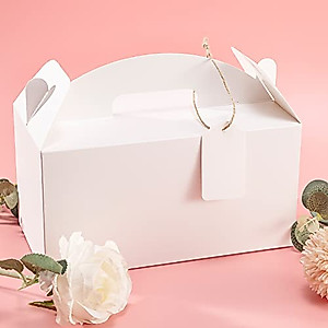 SOSFKIM Treat Boxes Large 24 Pack - Party Favor Boxes 8.5x 5x 5.5inch with Twine & Tag - White Gable Goodie Boxes for Kids Birthday, Wedding Shower, Christmas