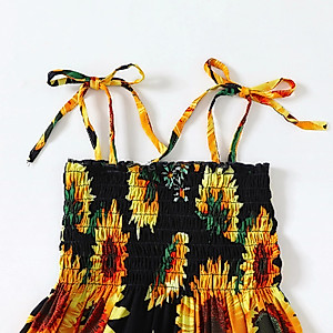 Magic Park Baby Girl Dress Toddler Girl Summer Princess Dresses Kids Holidays Skirt Beach Outfits (Black Flower, 18-24 Months)