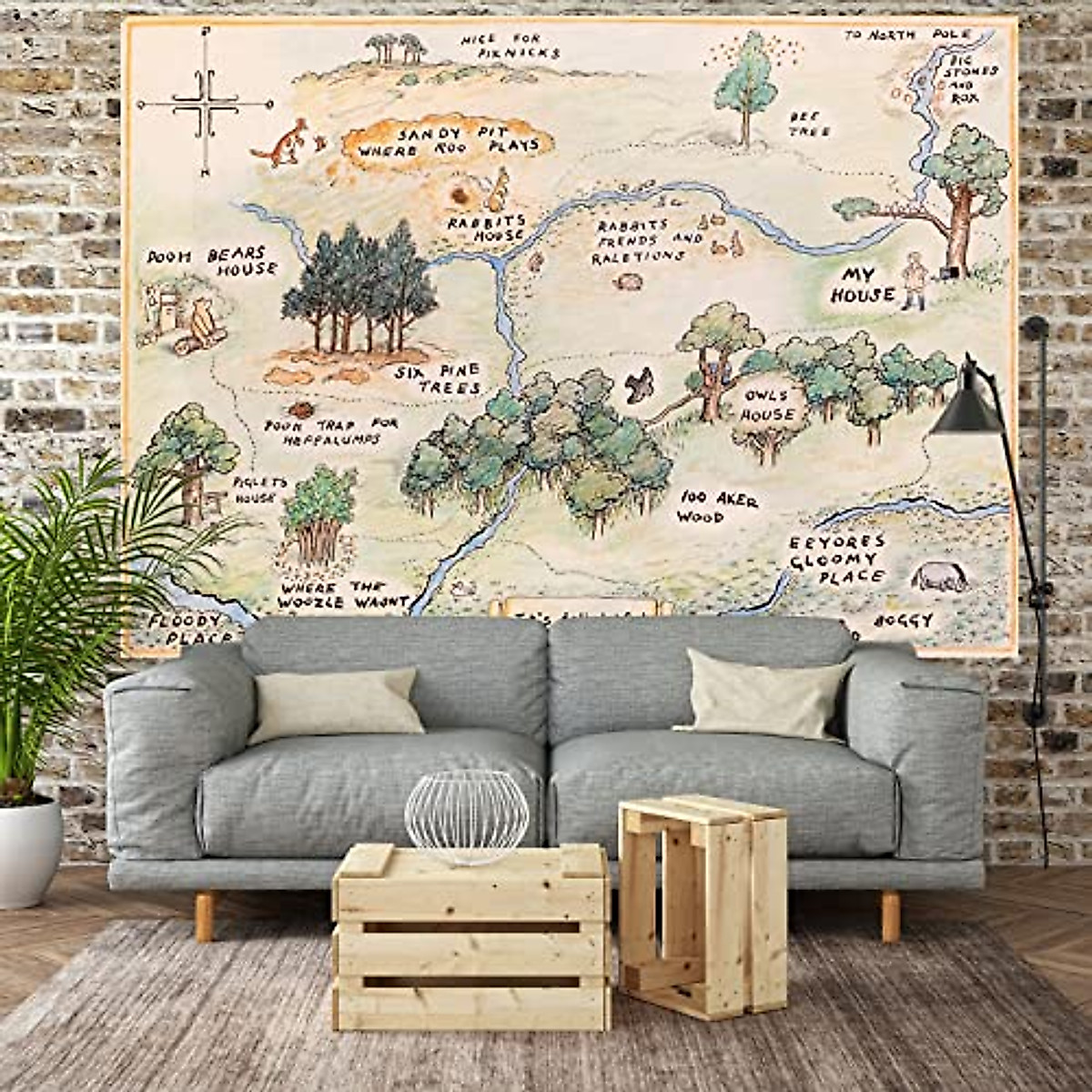 Alltten 6x4FT 100 Acre Woods Bear Backdrop Children Baby Shower Cartoon Photography Background Baby Shower Photo Booth Studio Props Boys Girls Happy Birthday Party Banner Decoration F13 Yellow