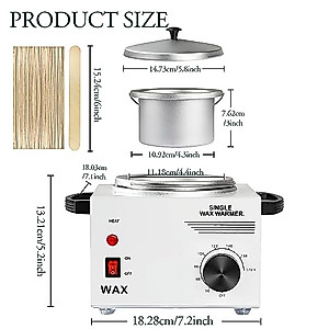 Wax Melt Warmer Professional Wax Warmer for Hair Removal Waxing Pot with 50pcs Wax Sticks, Quick Heats up Easy Read Fahrenheit, At Home Wax Heater for Wax Beans, Canned, Paraffin, or Block 16.9oz
