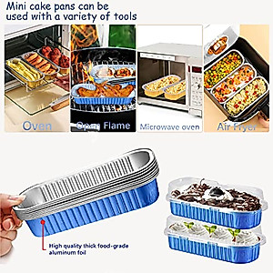 JOYKLE Mini Cake Pans with Lids,50 Pack Mini Loaf Baking Pans and Lids Covers,Aluminum Foil Long Baking Cups,Disposable Foil Cupcake Liners for Brownie Cake Bread Loaf Muffin (Multi)
