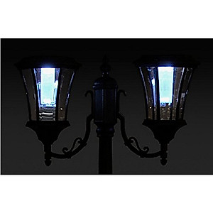 Sun-Ray 312007 Martens Two Head Solar Lamp Post and Planter, 7 ft, Black