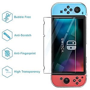 HEYSTOP Switch Case for Nintendo Switch Case Dockable with Screen Protector, Clear Protective Case Cover for Nintendo Switch and JoyCon Controller with a Switch Tempered Glass Screen Protector