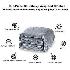 Weighted Blanket Twin Size 48''x72'' 12lbs Soft Minky Weighted Blankets for Adult All-Season with Premium Glass Beads for Sleep Partner (Dark Grey)