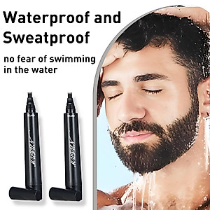 2PCS Beard Pencil Filler for Men - Sweat Proof, Water Resistance, Long Lasting & Natural Finish barber Pencil, Mustache Repair Shape(BLACK)