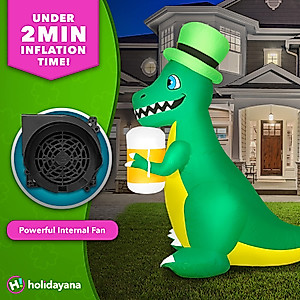 Holidayana 5ft St Patricks Day Inflatable Leprechaun in Pot of Gold. St Patricks Day Inflatables Outdoor Decorations. Saint Patricks Day Inflatable Leprechaun Complete Kit for Saint Patricks Day Party