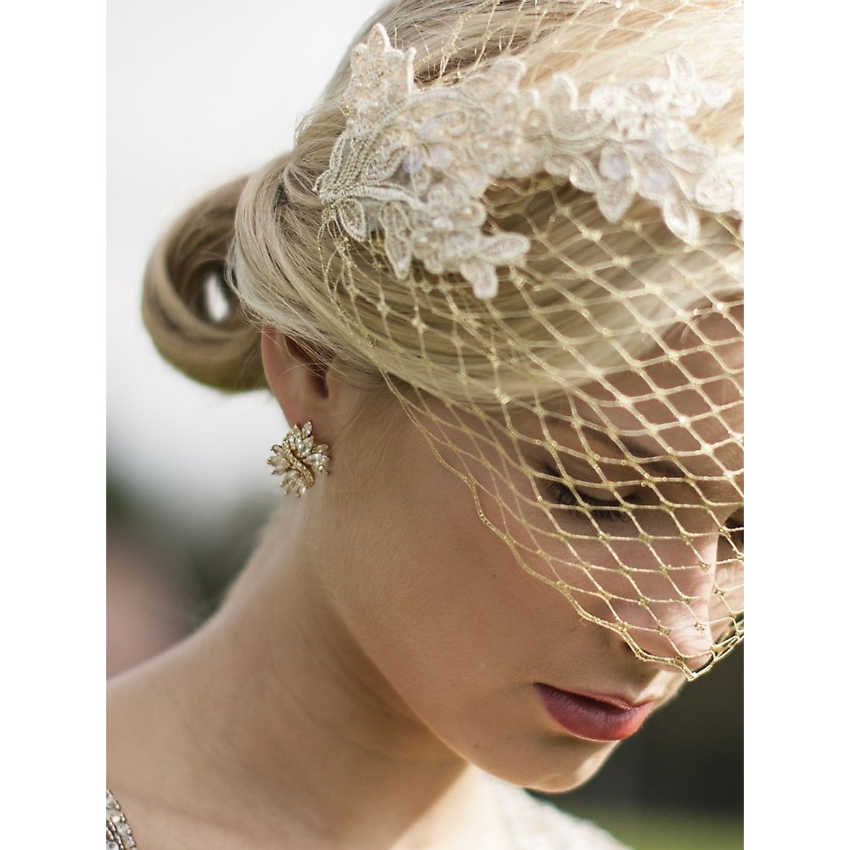 Mariell Gold Cubic Zirconia Bridal Earrings, Silver Platinum Plating, CZ Crystal Wedding Earrings for Brides, Bridesmaids, Prom, Homecoming and Mother of the Bride