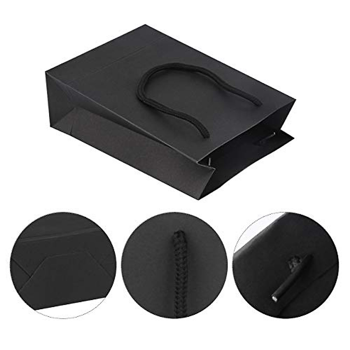 driew Black Bags for Gifts, Small Gift Bags 30 Pack Paper Gift Bags with Cotton Handle Black Gift Bags with Handle 5x2x7.5 inches Small Size