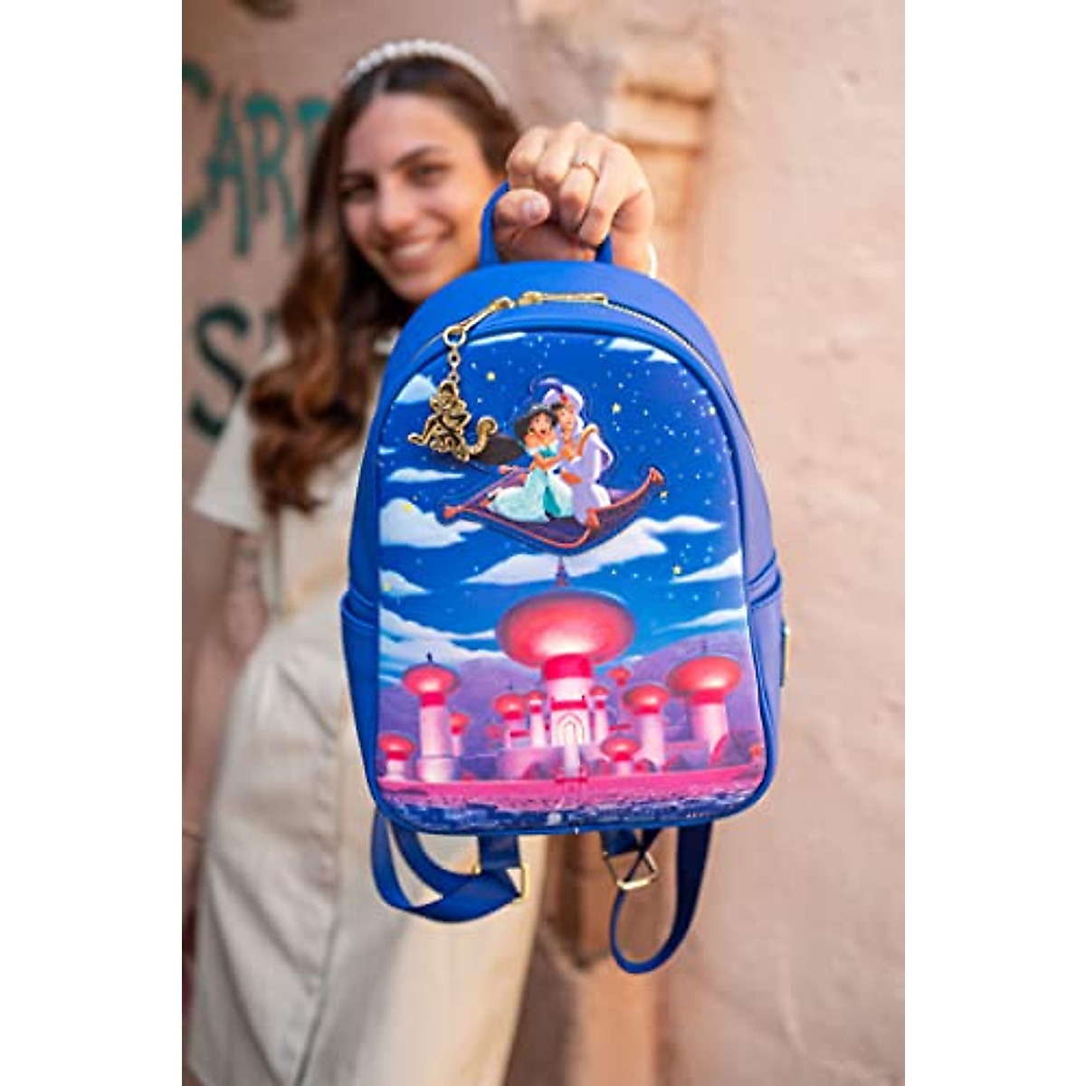 Loungefly Disney Glow in the Dark Aladdin and Jasmine Magic Carpet Ride Backpack