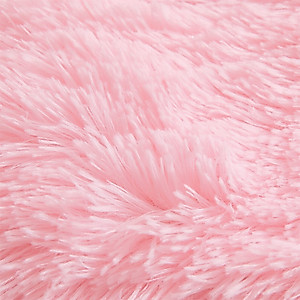 Pink Fluffy Comforter Cover Set,Ultra Soft Faux Fur Duvet Cover Bedding Sets king 3 Pieces with Pillow Cases, Fluffy Pink Bed Set Zipper Closure (Pink, King)