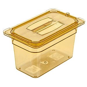 Carlisle FoodService Products 10490U13 StorPlus High Heat Universal Handled Food Pan Lid, Quarter Size, Amber