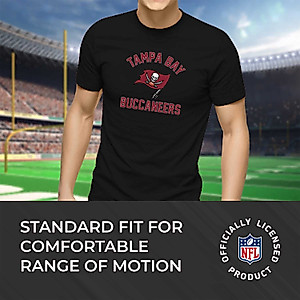 Team Fan Apparel NFL Adult Gameday T-Shirt - Cotton Blend - Tagless - Semi-Fitted - Unleash Your Team Spirit During Game Day (Tampa Bay Buccaneers - Black, Adult Large)