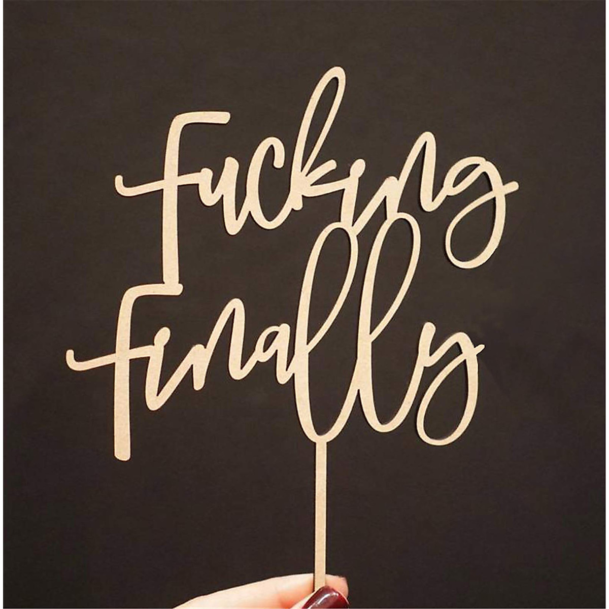 Rural Funny Finally Wedding Cake Topper for Bridal Shower Engagement Party Decoration , Antique Wood