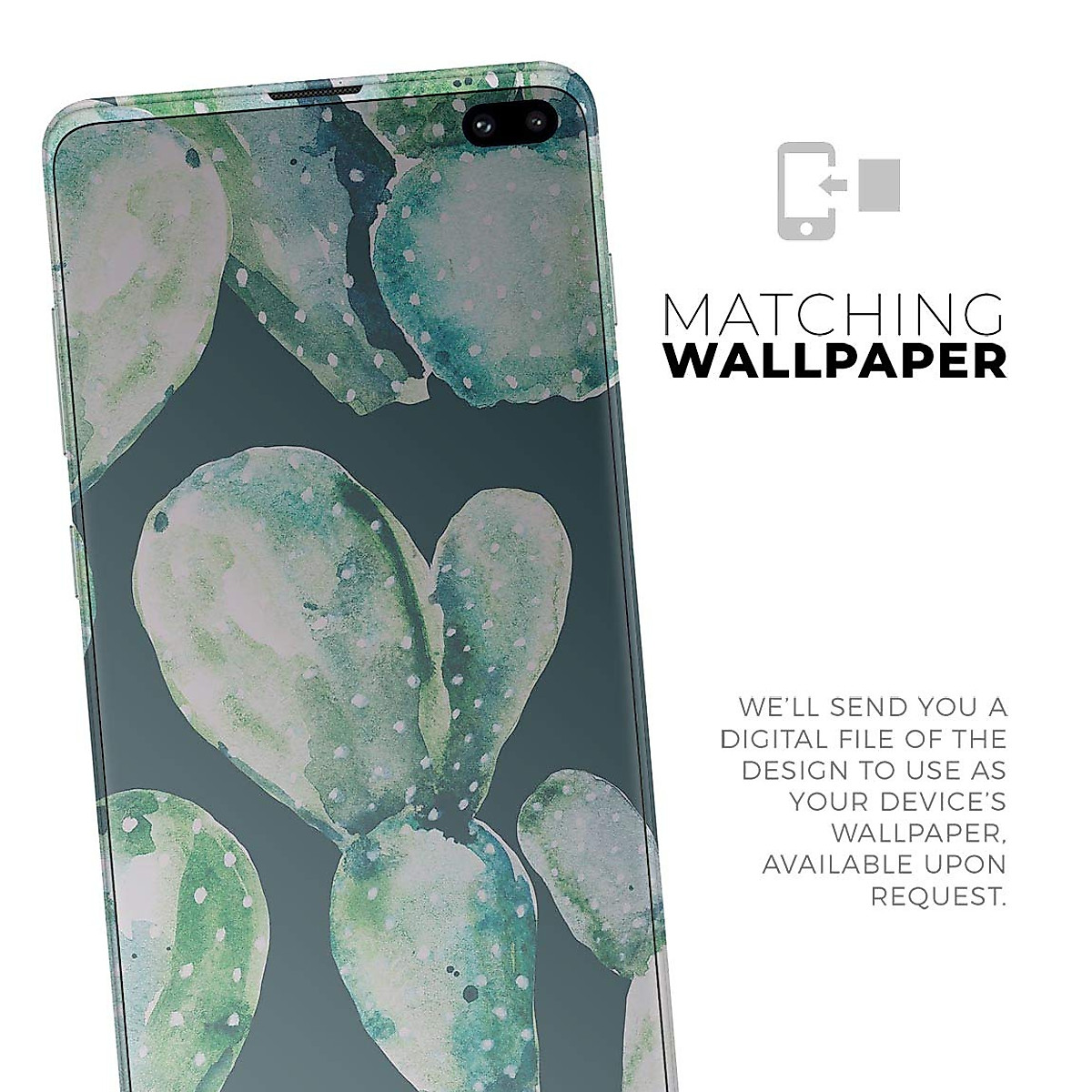 DesignSkinz Watercolor Cactus Succulent Bloom V7 Protective Vinyl Decal Wrap Skin Cover Compatible with The Samsung Galaxy S20 (Screen Trim & Back Glass Skin)