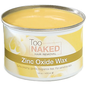 Too Naked Hair Removal Zinc Oxide Wax for Sensitive Skin, Extra Creamy, Non-Transparent Salon Wax, Fragrance-Free, 14 oz.