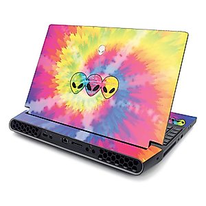 MightySkins Skin Compatible with Alienware Area-51M 17" (2019) - Groovy Aliens | Protective, Durable, and Unique Vinyl Decal wrap Cover | Easy to Apply, Remove, and Change Styles | Made in The USA