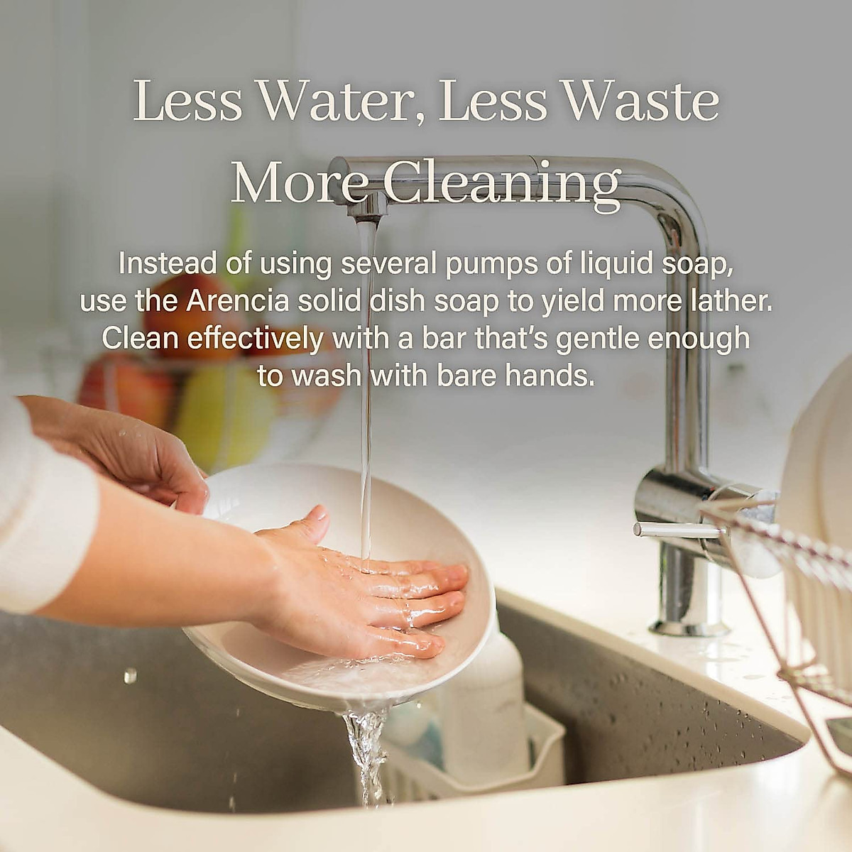 ARENCIA Super Clean Natural Dish Soap Bar – Non-Toxic, Vegan, Eco Kitchen Bar, Sustainable, Zero Waste, Plant-Based, Free of Fragrance, Cuts Through Grime, Camping, Oatmeal Dish Soap