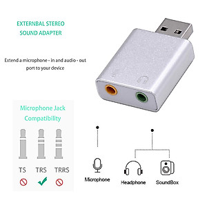 ICEVEIN USB to Audio External Stereo Sound Adapter with 3.5mm Headphone and Microphone Jack(2 Pack) for USB Audio Device, Windows, Mac, Linux, PC, Laptops, Desktops, PS4.(Obsidian & Mithril)