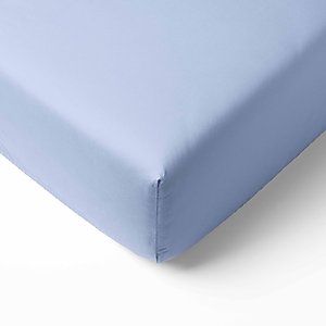 Bacati - ONE Solid Boys 100% Cotton Percale Universal Baby US Standard Crib or Toddler Bed Fitted Sheet (Light Blue)