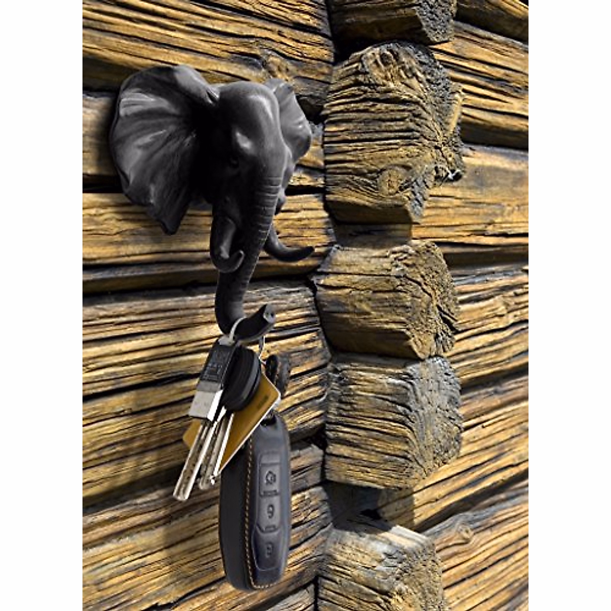 HERNGEE Elephant Head Single Wall Hook/Hanger Animal Shaped Coat Hat Hook Heavy Duty, Rustic Decorative Gift, Black