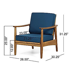 Willowbrook Outdoor Club Chair with Cushion - Acacia Wood - Teak (Set of 2)