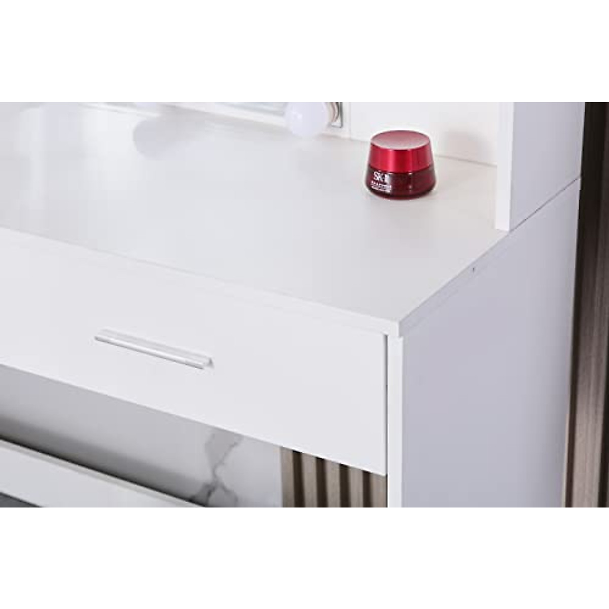 CIATRE White Elegant Vanity Set with 10 LED Light Bulbs, Cushioned Stool, and Ample Storage - Perfect for Makeup and Organization