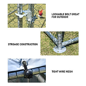 1.26’’ Large Metal Chicken Coop Run Walk in, Chicken Run Pen for Chickens, Outdoor Chicken Runs Coops Dog Kennel, Flat Roofed Chicken Runs for Yard with Anti-Ultraviolet Cover (9.2’L x6.2’W x6.4’H)