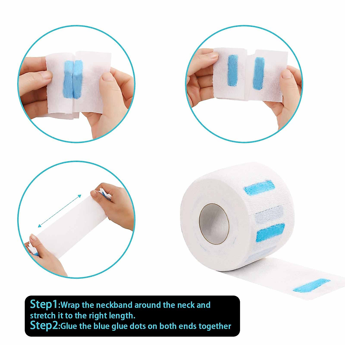 IOOROSE 5 Rolls Disposable Barber Paper Neck Strips Disposable Neck Paper,Professional Stretchy Paper Neck Band Protector Hairdressing Accessory Tool