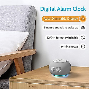 Reacher Auto-Dimmable Sound Machine Alarm Clock with Night Light, 20 Soothing Sounds, LED Digital Display, Sleep Timer, Precise Volume Control, White Noise Soother for Baby, Adults, Bedrooms
