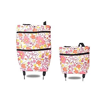 Shopping Bag with Wheels Foldable Shopping Cart Collapsible Trolley Bags Reusable Shopping Bags for Shoppings,Students,Women,Men