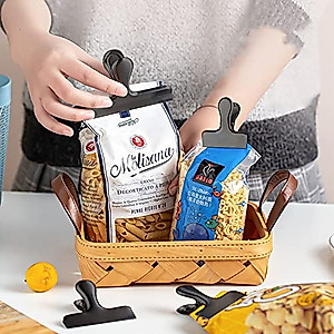 Pack of 6 Bag Clips,Lawdiey Stainless Steel 3 x 2.5 Inch Heavy Duty Large Bag Clips for Coffee Food Bread Bags and Chip Bags Air Tight Seal (Black)