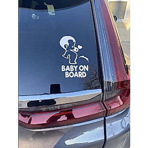 TOTOMO Baby on Board Sticker for Cars Funny Cute Safety Caution Decal Sign for Car Window and Bumper No Need for Magnet or Suction Cup - Peeing Boy (2 Pack)