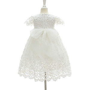 Silver Mermaid Baby Girls Baptism Dress Lace Christening Gown for Infant and Toddler(24M,Ivory White)