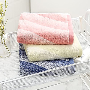 YiLUOMO Diagonal Striped Pattern Hand Towels Set of 2 Blue Color Fade Design 100% Cotton Absorbent Soft Towel for Bathroom 13 x 29 Inch