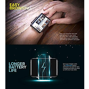 Rainbuvvy Smart Watch Men 3GB +32GB 2700mAh 2.86" Large Screen with Face ID Camera GPS WiFi 4G Android Smartwatch Phone (Silver)