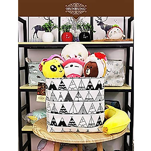 HUNRUNG Square Storage Bins Nursery Hamper Canvas Laundry Basket Foldable with Waterproof Nursery Boxes for Shelves/Gift Baskets/Toy Organizer/Children Room Decor（Square-Tent）