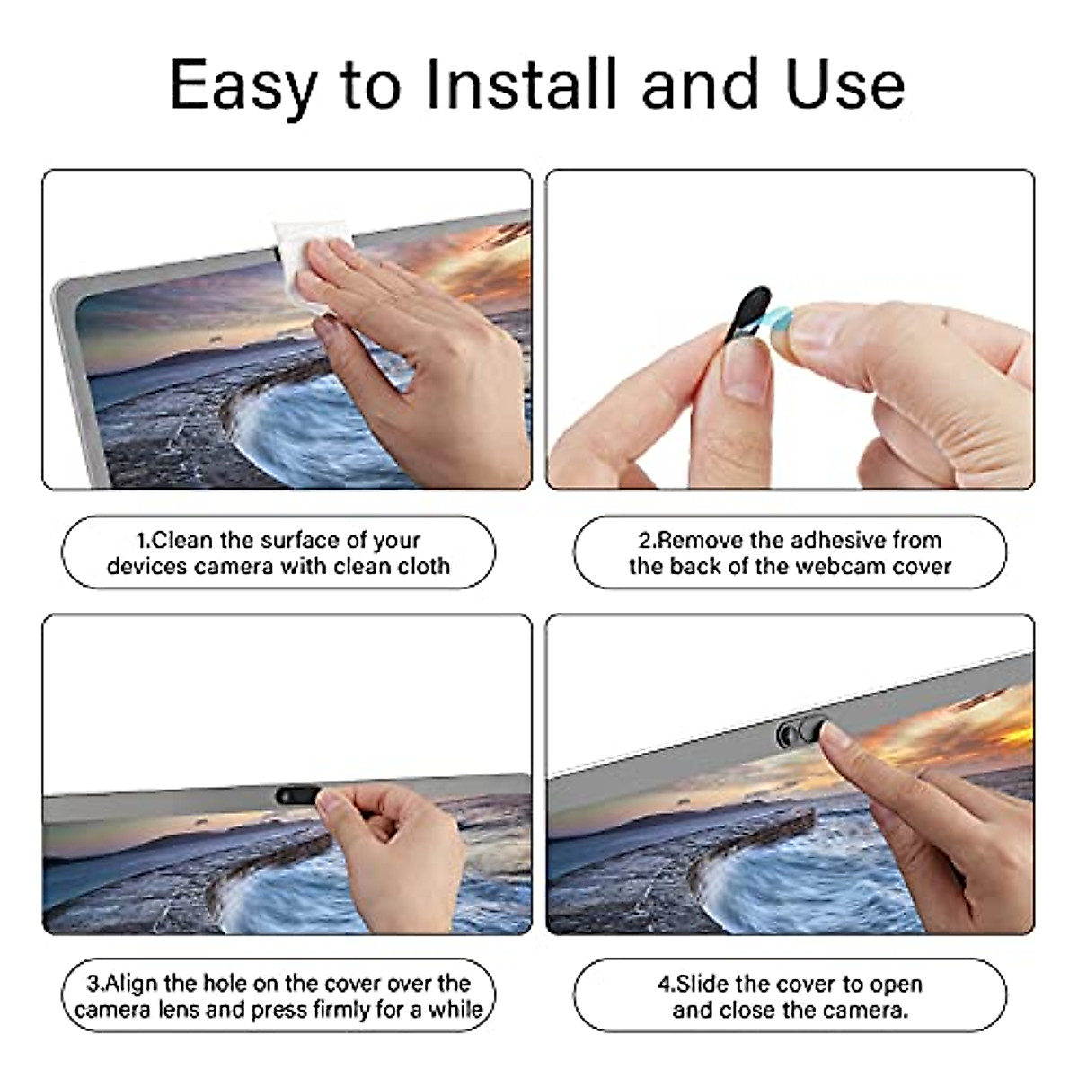 ZUCUCUC Laptop Camera Cover Slide, Phone Camera Cover Slide, 6 Pack Ultra Thin Webcam Cover Slide for Laptop, Desktop, PC, Tablet, Smartphone, Protect Your Privacy and Security(Black)