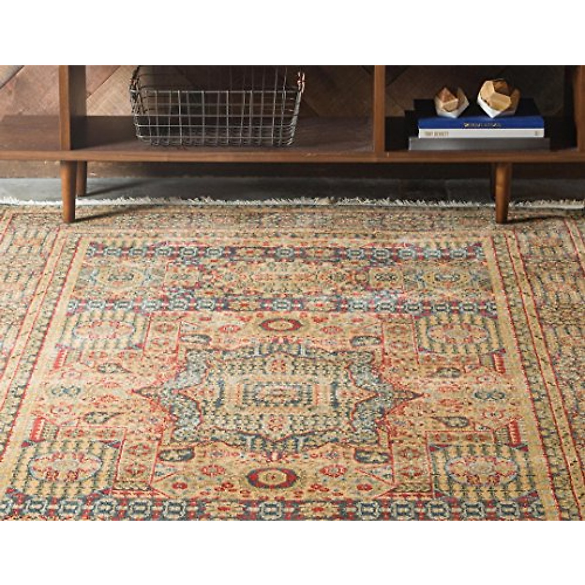 Unique Loom Palace Collection Traditional, Southwestern, Medallion, Geometric Area Rug, 9' 0" x 12' 0", Navy Blue/Tan