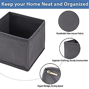 Fixwal 10 Pack Dresser Drawer Organizer for Clothing, Closet Organizers and Storage Box Foldable Fabric Drawer Dividers for Clothes Underwear Socks Bra Scarves Ties (Grey)